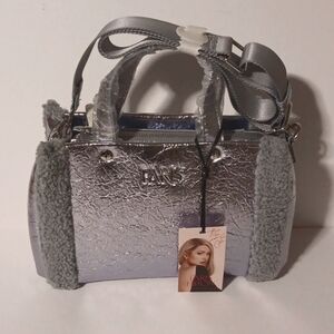 Paris Hilton | Bags | Paris Hilton Shearling Metallic Tote Baby Blue ...